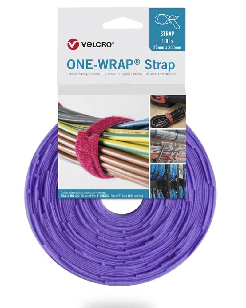 Velcro ONE WRAP Strap 25mm X 300mm Cable Tie PURPLE VEL OW64833 velcro-one-wrap-strap-25mm-x-300mm-cable-tie-purple-vel-ow64833